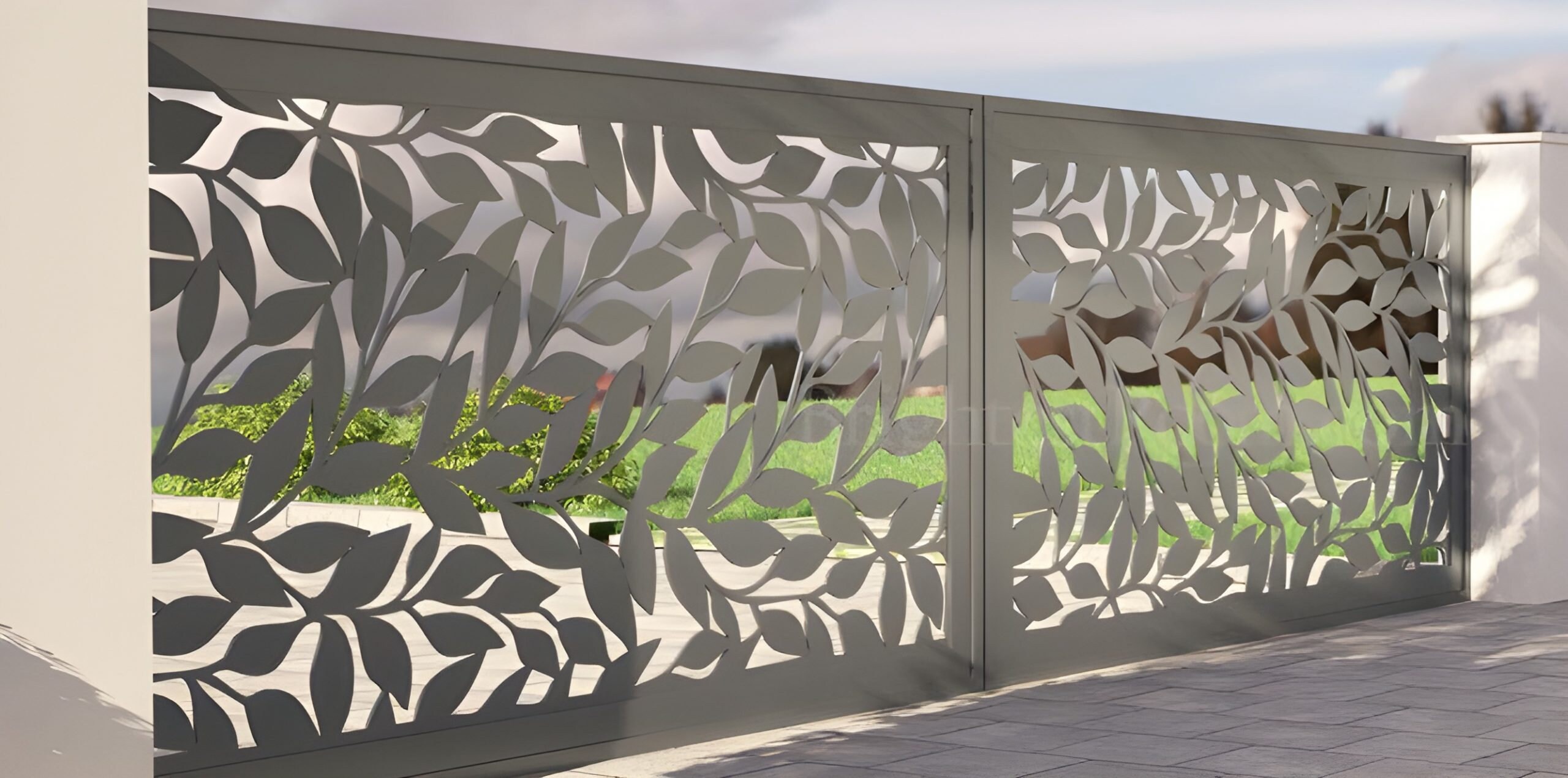 Beautiful Laser Cut Leaf Art Metal Entry Gate Custom Heavy Duty Metal ...
