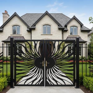 3D Laser Cut Sun Design Metal Back Yard Gate | Custom Design Metal Back ...