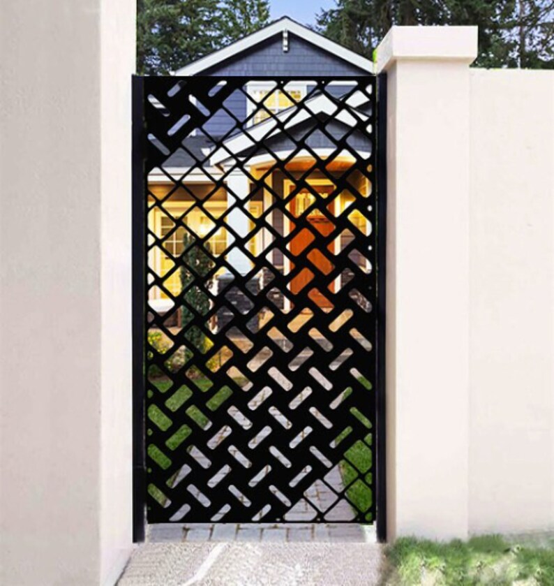 3D Laser Cut Abstract Design Metal Garden Gate Modern Fabrication Metal ...