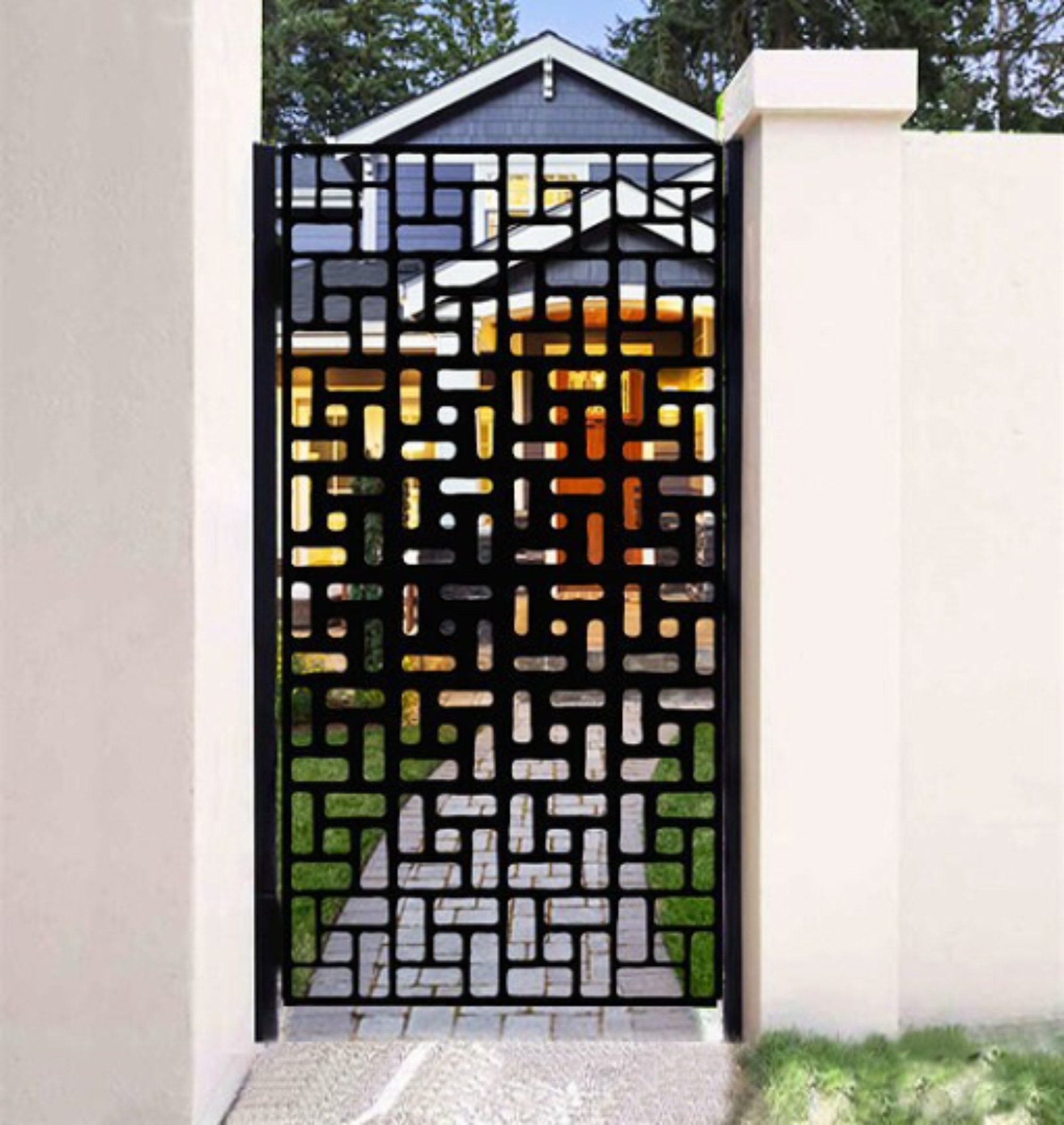 Stunning Geometric Design Laser Cut Metal Gate Beautiful Decorative ...