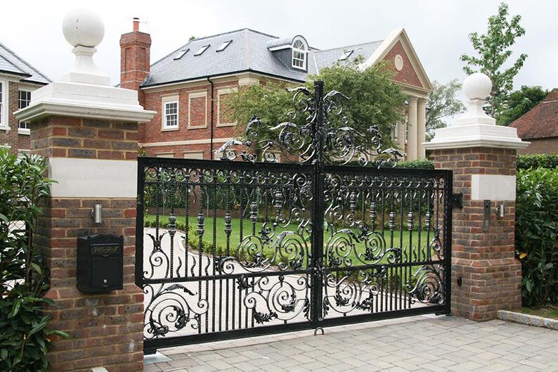 Crest Vale Arbor – Wrought Iron Gate With Vine Scroll Panels Model ...