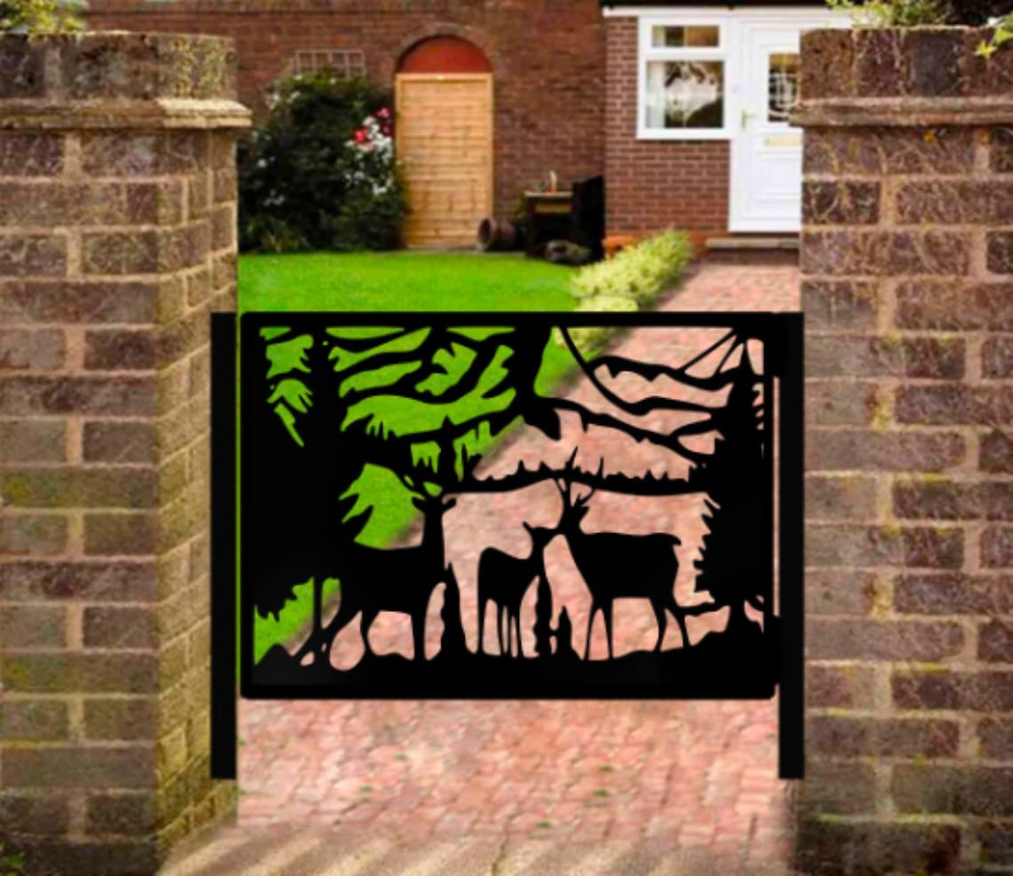 Unique 3D Deer Design Metal & Wrought Iron Pool Gate Custom - Etsy