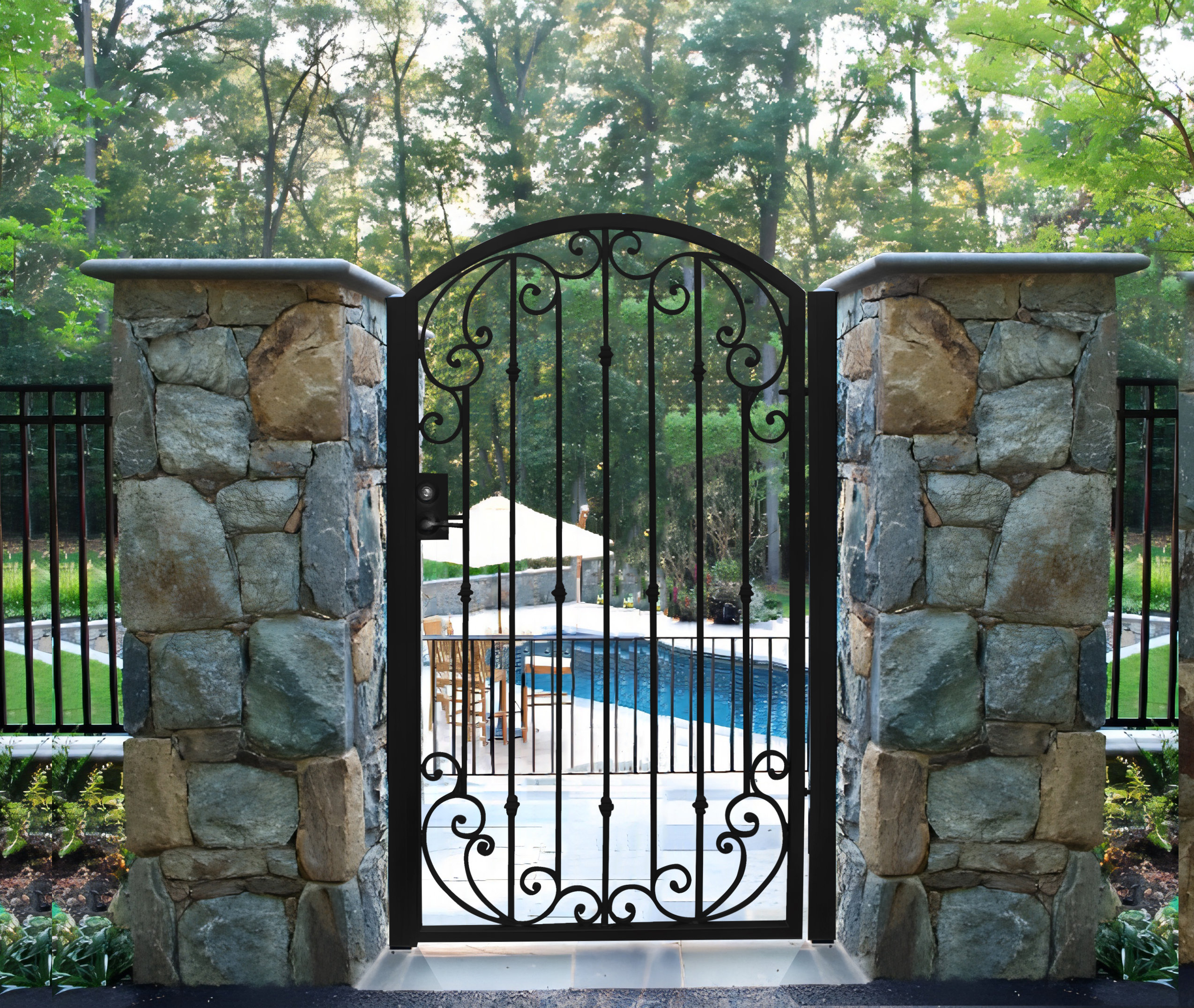 Beautiful Artistic Doodle Design Pool Gate modern Fabrication Iron ...