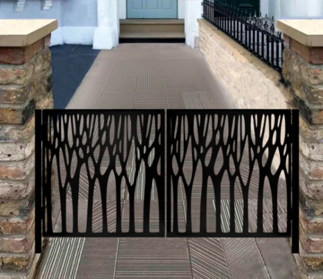 Laser Cut Artistic Design Metal Garden Gate Custom Fabrication Branch