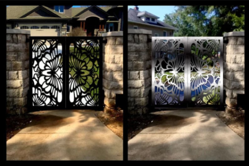 3d Laser Cut Artistic Butterfly Design Wrought Iron Yard Gate Modern
