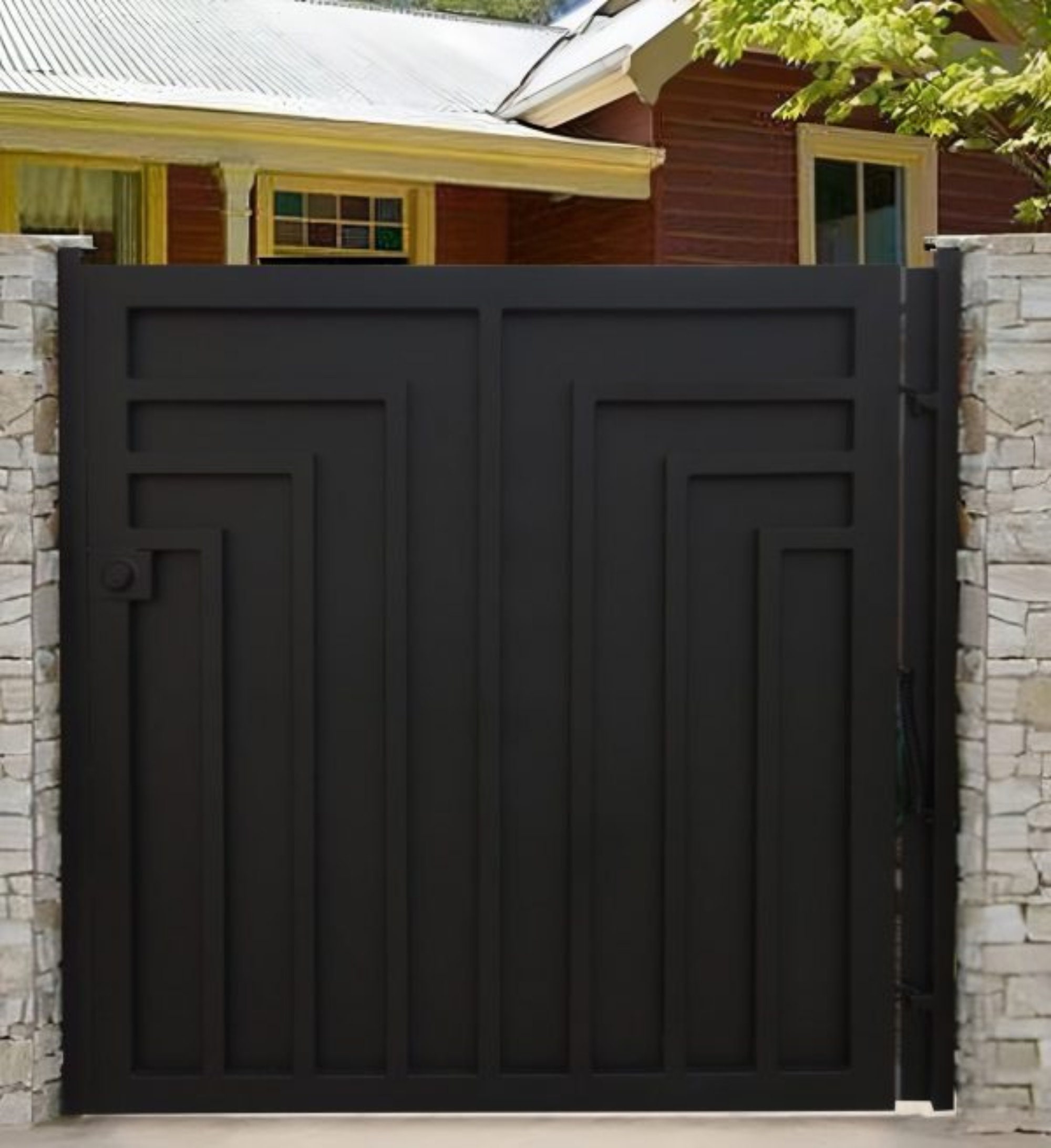Classic Metal Block Line Design Back Yard Gate Modern Metal Yard Side ...