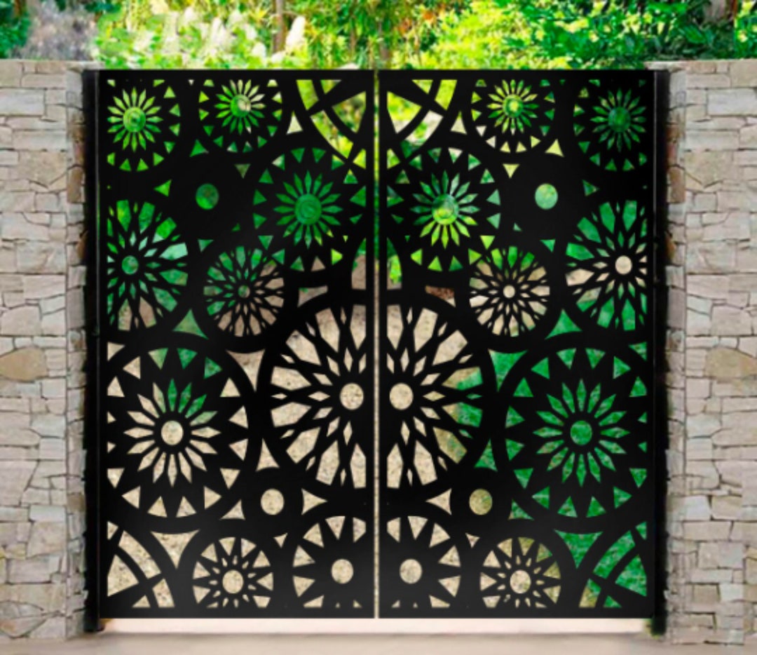 Modern Art Gear Design Metal Side Walk Gates Classic Fabrication Laser