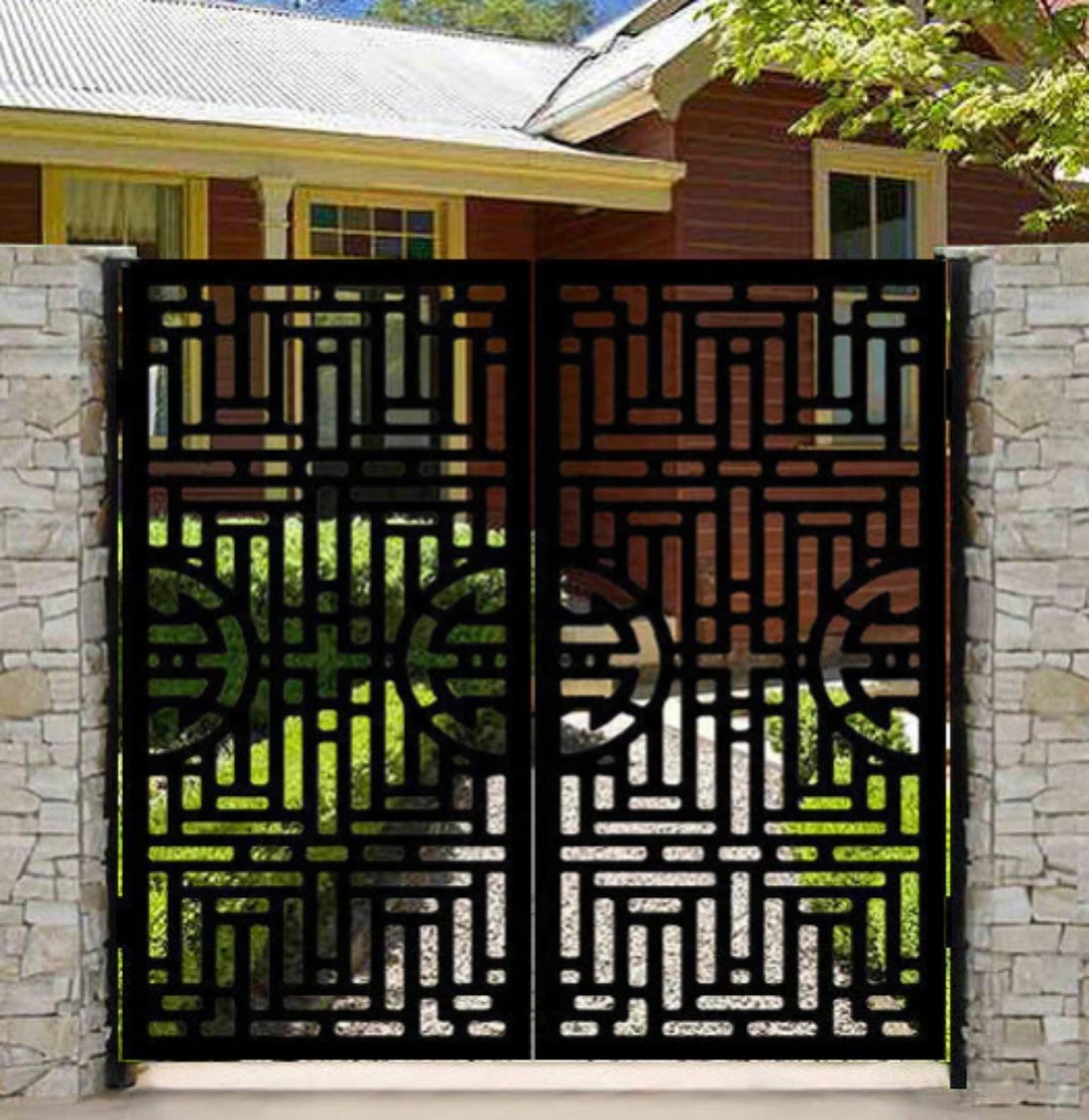 Laser Cut Geometric Shape Design Metal Pool Gate | Custom Fabrication ...