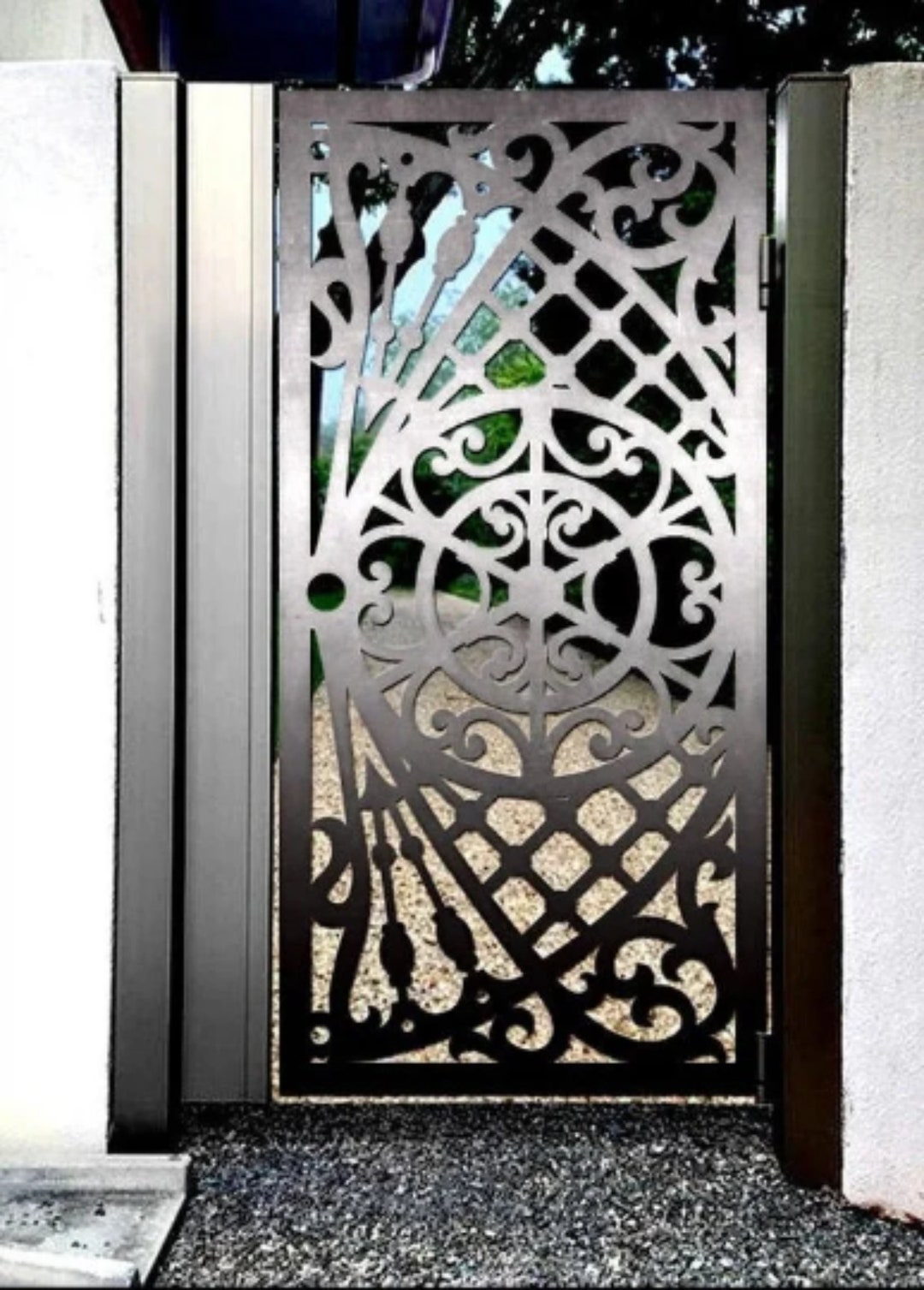 Stunning Laser Cut Artistic Doodle Design Metal Garden Gate Modern