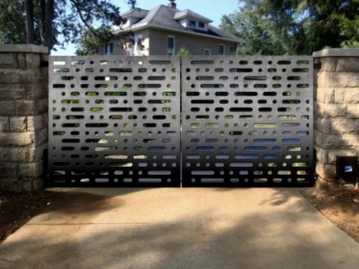 Simple Laser Cut Artistic Linear Line Design Metal Garden Gate Modern ...