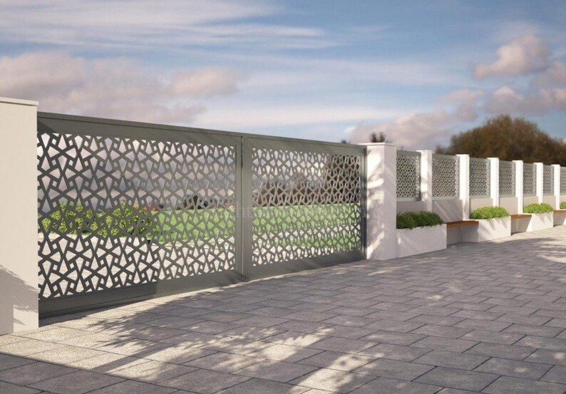 Modern Laser Cut Leaves Driveway Gate Custom Fabrications Heavy Duty ...