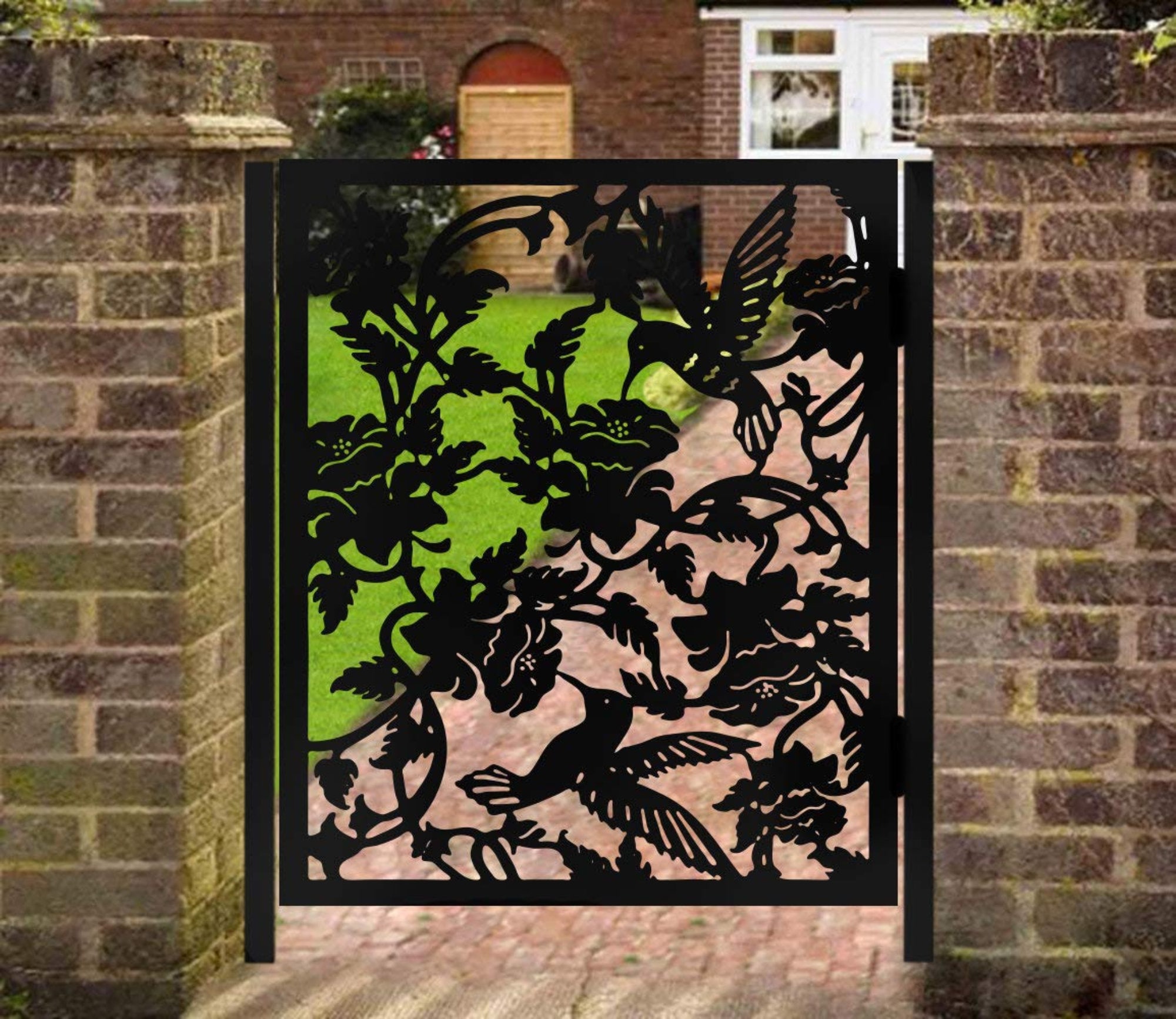 Modern Laser Cut Bird & Branches Metal Gate Unique Custom Fabrication ...