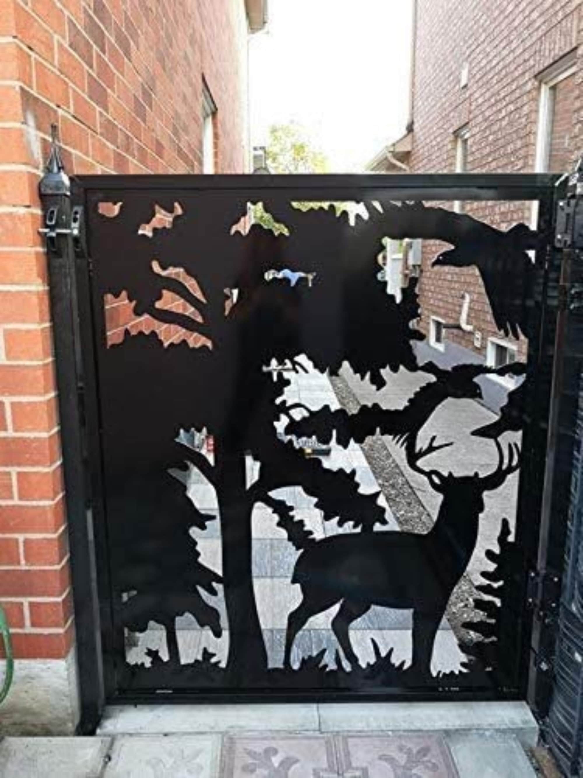 3D Laser Cut Deer & Forest Design Metal Gate Custom Fabrication ...
