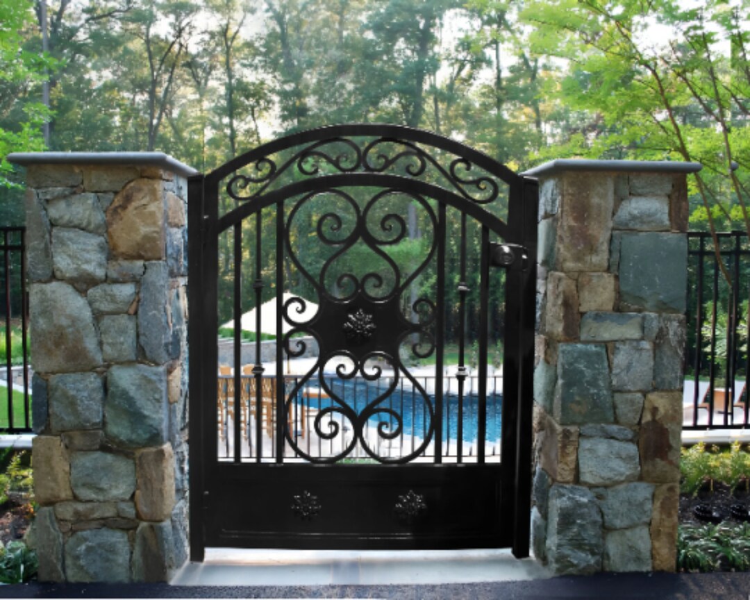 Modern Laser Cut Intricate Doodle Design Metal Pool Gate | Custom ...