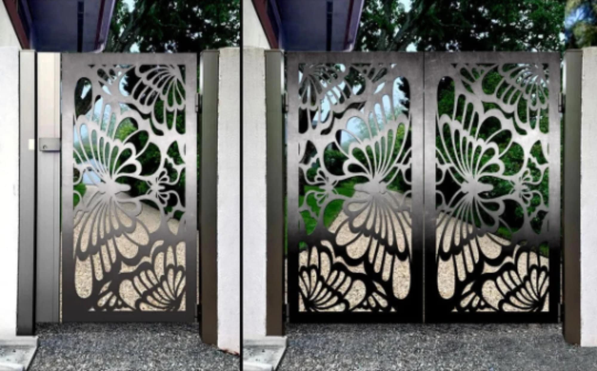 3d Laser Cut Artistic Butterfly Design Wrought Iron Yard Gate Modern