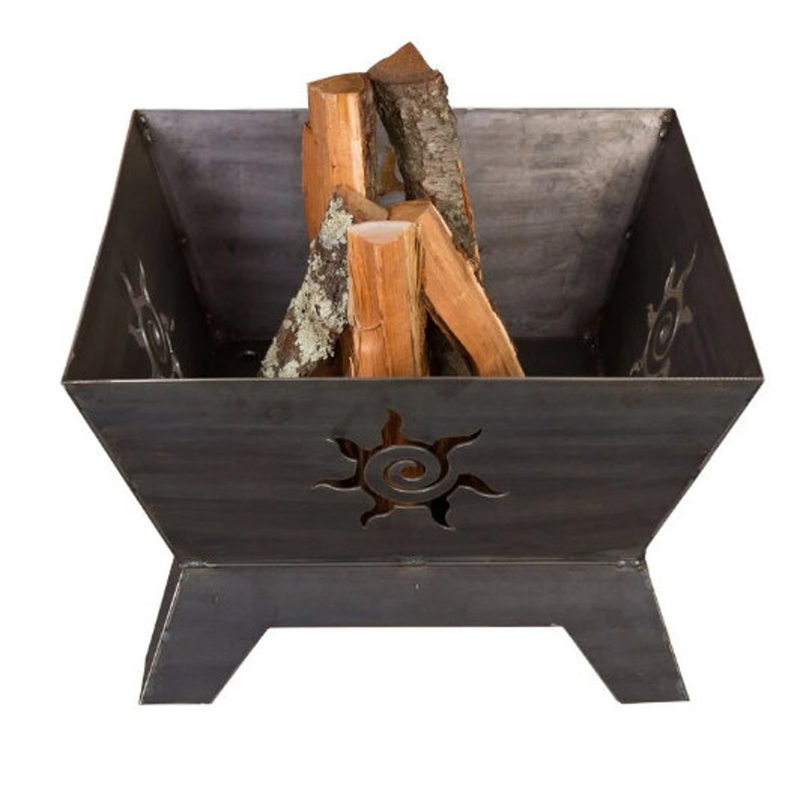 Square Sun Design Fire Wood Burning Outdoor Firepit Custom Morden ...