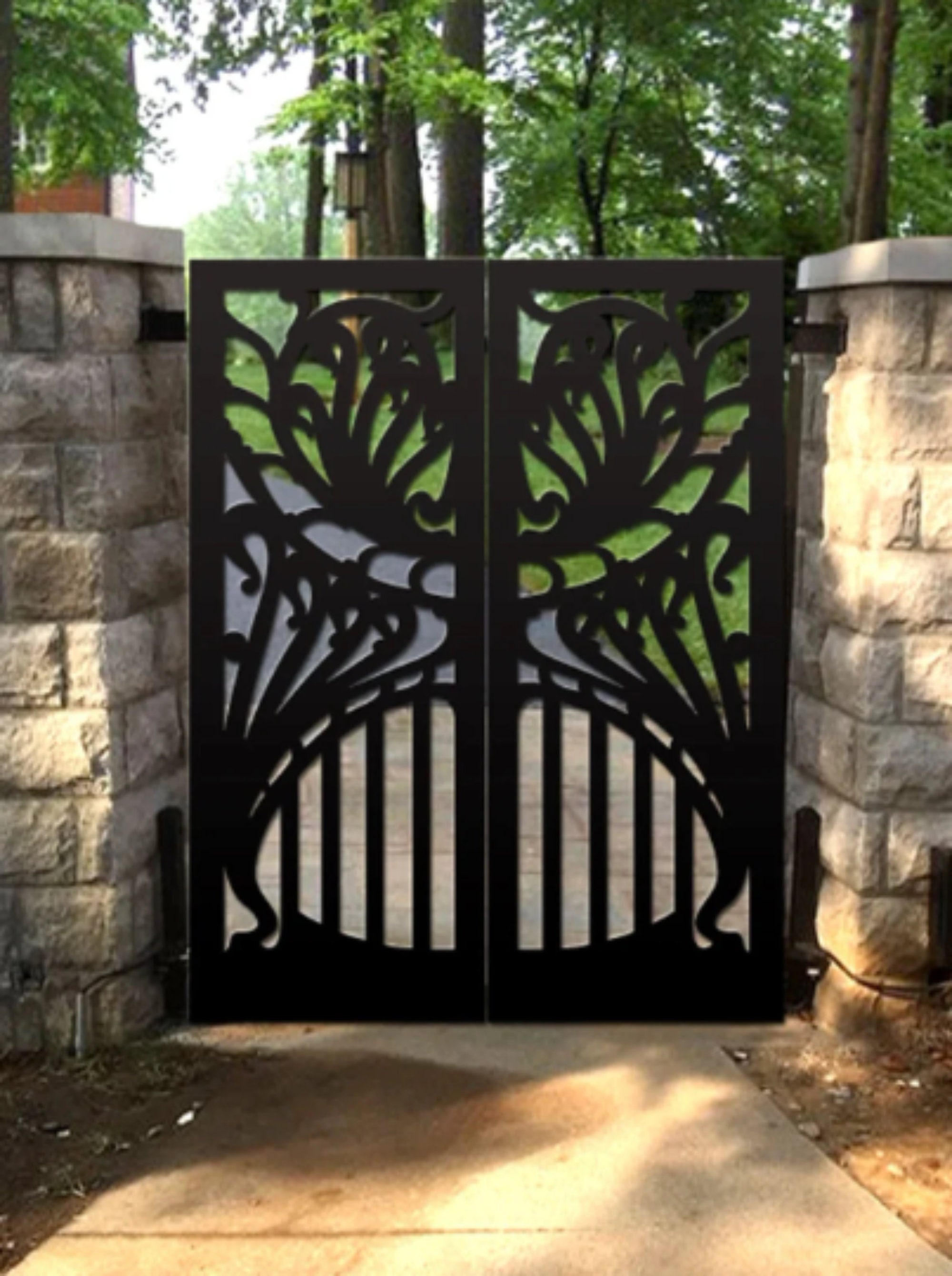 Beautiful 3d Laser Cut Artistic Tree Design Metal Garden Gate Etsy