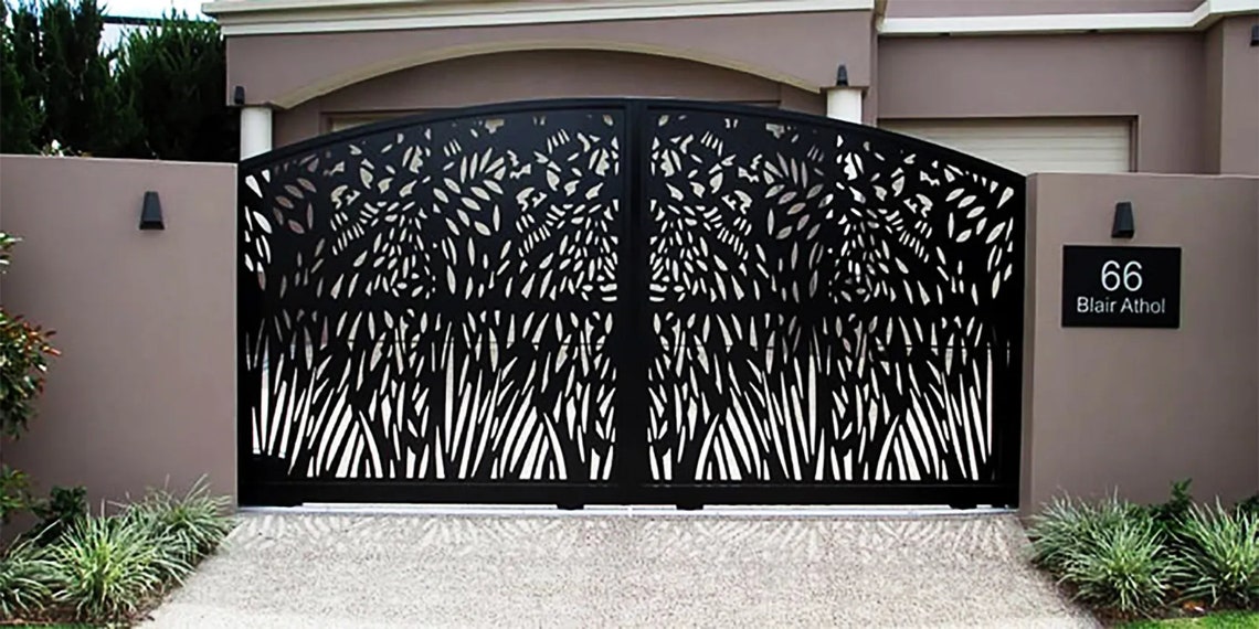 Modern Laser Cut Bush Design Entry Gate| Custom Fabrication Heavy Duty ...