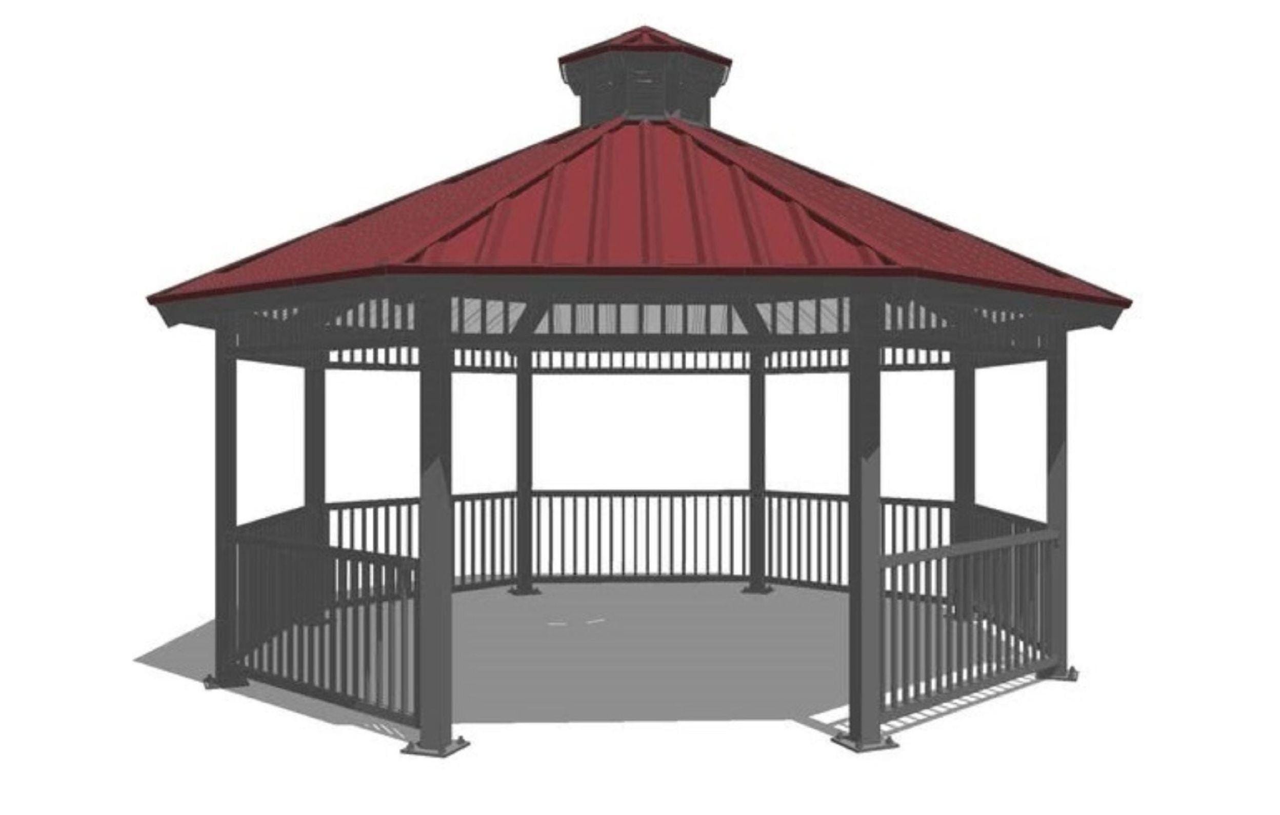 Octagon One Tier and Cap Steel Structure Park Gazebo Model GAZO2TNE - Etsy