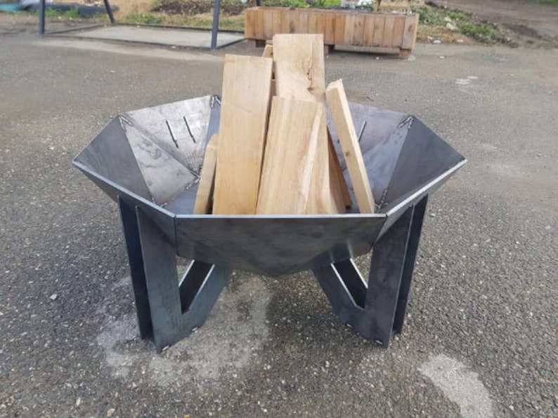 Octagonal Design Wood Burning Fire Pit Heavy Duty High-heat Black Steel ...