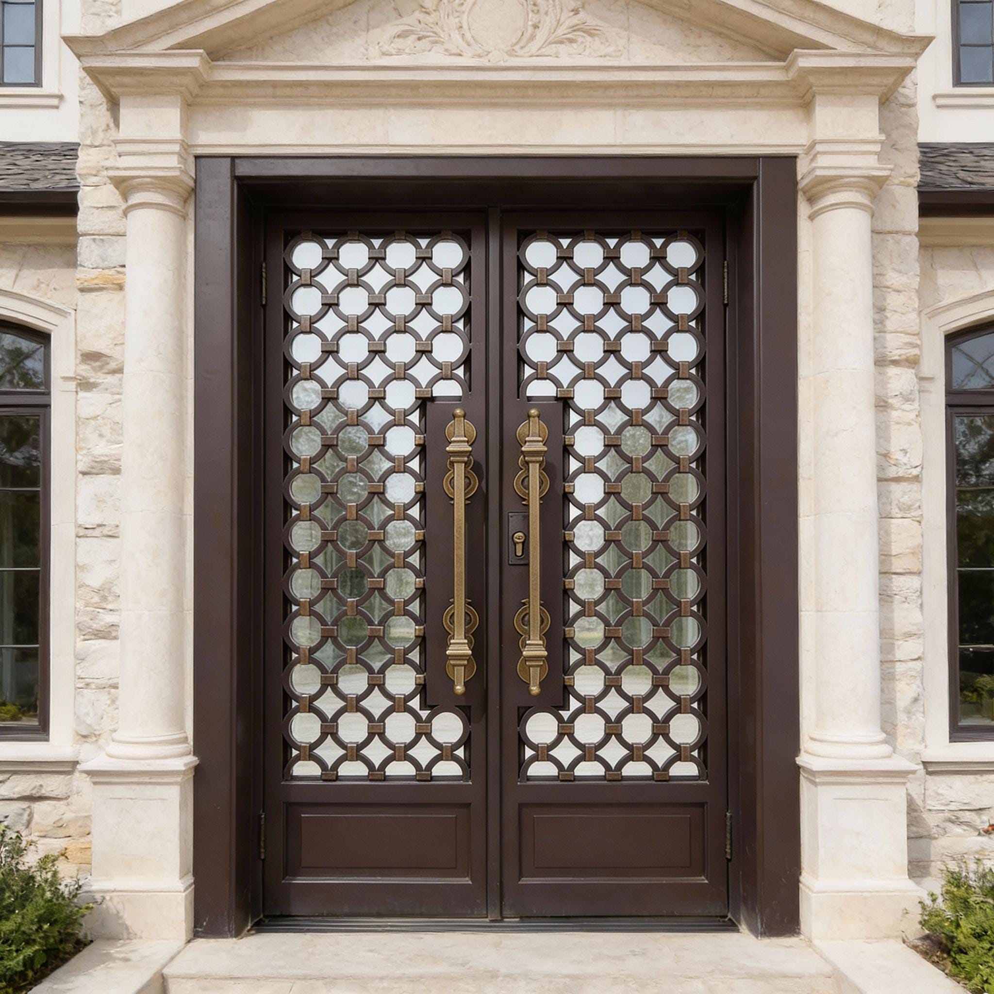 Iron Double Swing Front Door | Traditional Design | Clear Glass ...