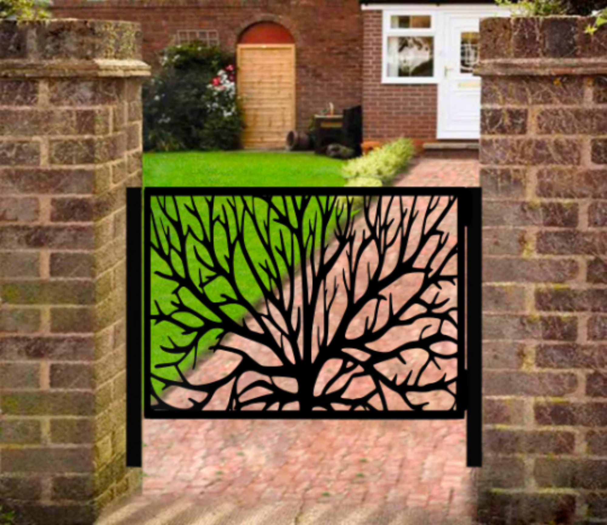 Beautiful Laser Cut Tree Design Metal Gate Modern Custom Fabrication ...