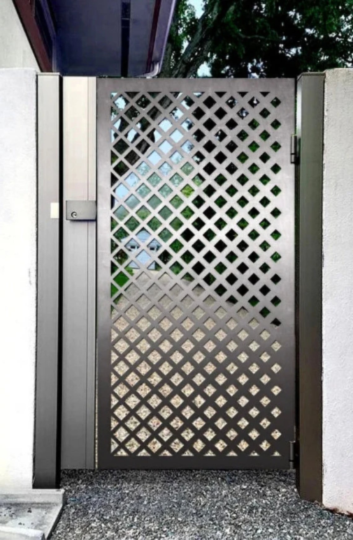 Laser Cut Artistic Small Square Design Metal Yard Gate Modern Etsy
