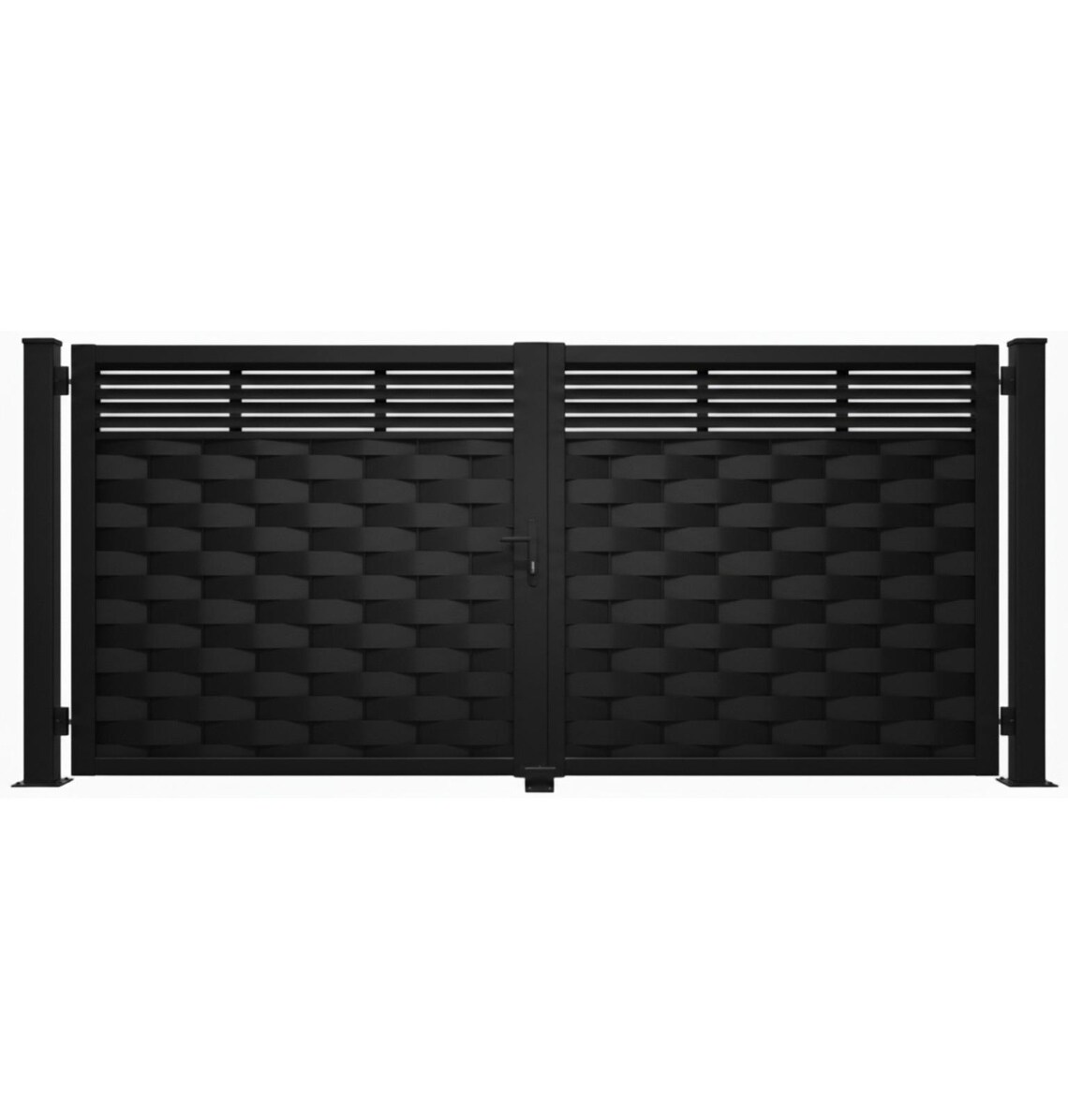 Heavy Duty Overlap Pattern Driveway Gate | Dual Swing Block Metal Entry ...