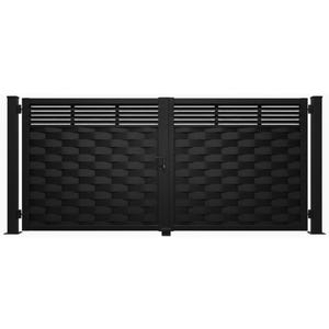 Heavy Duty Overlap Pattern Driveway Gate | Dual Swing Block Metal Entry ...