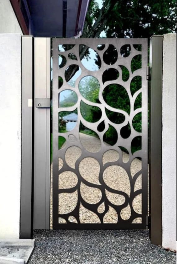 Laser Cut Artistic Doodle Design Iron Yard Gate Modern 42 Off