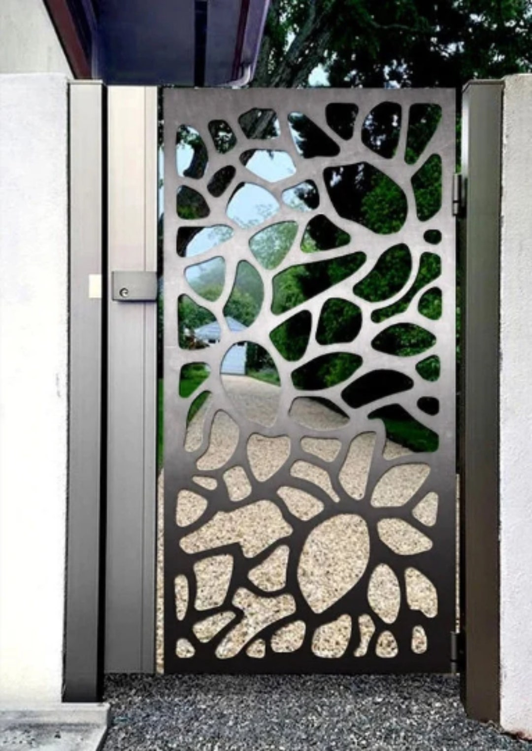 Beautiful Laser Cut Artistic Design Metal Back Yard Gate Modern