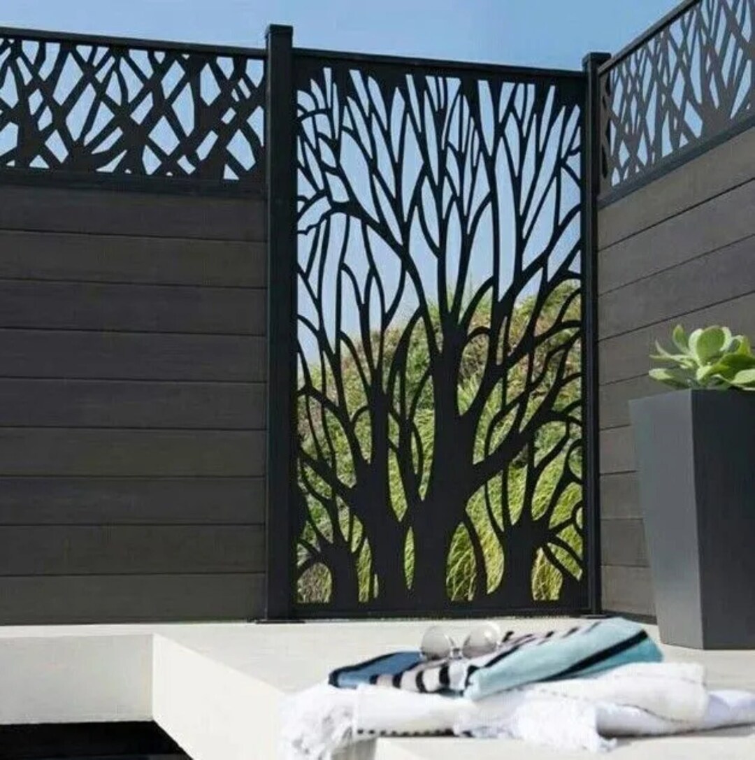 Gorgeous Artistic Tree Design Panel Metal Pool Gate | Modern Custom ...