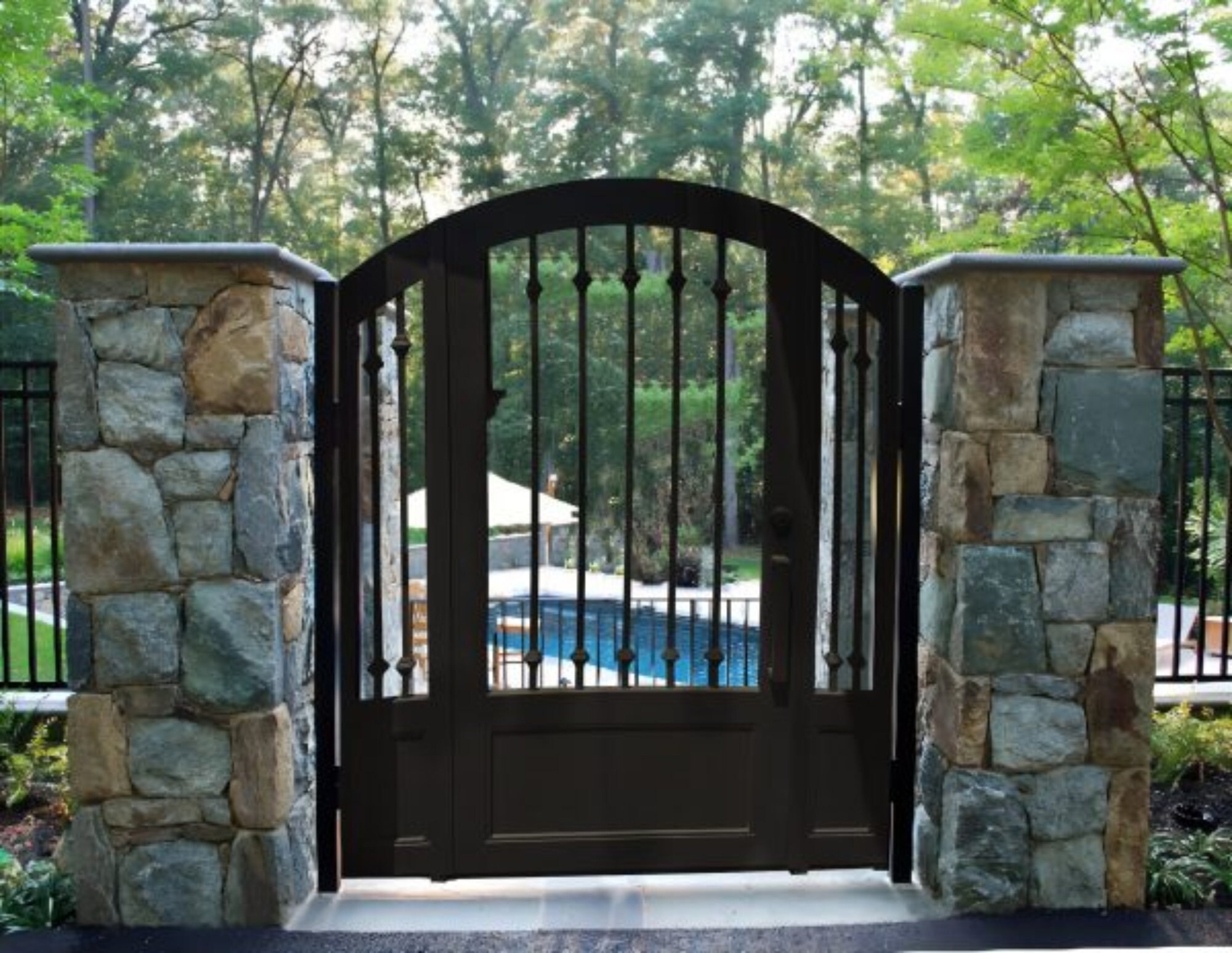 Stunning Panel Design Wrought Iron Pool Gate Custom Fabrication Sturdy ...