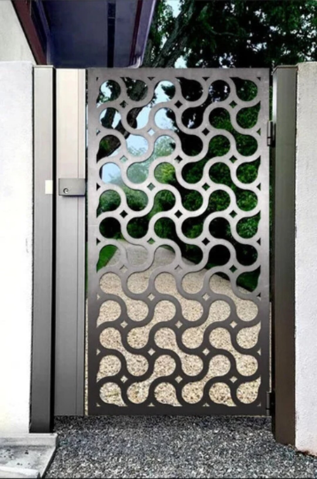 Laser Cut Artistic Circular Design Wrought Iron Pool Gate Custom