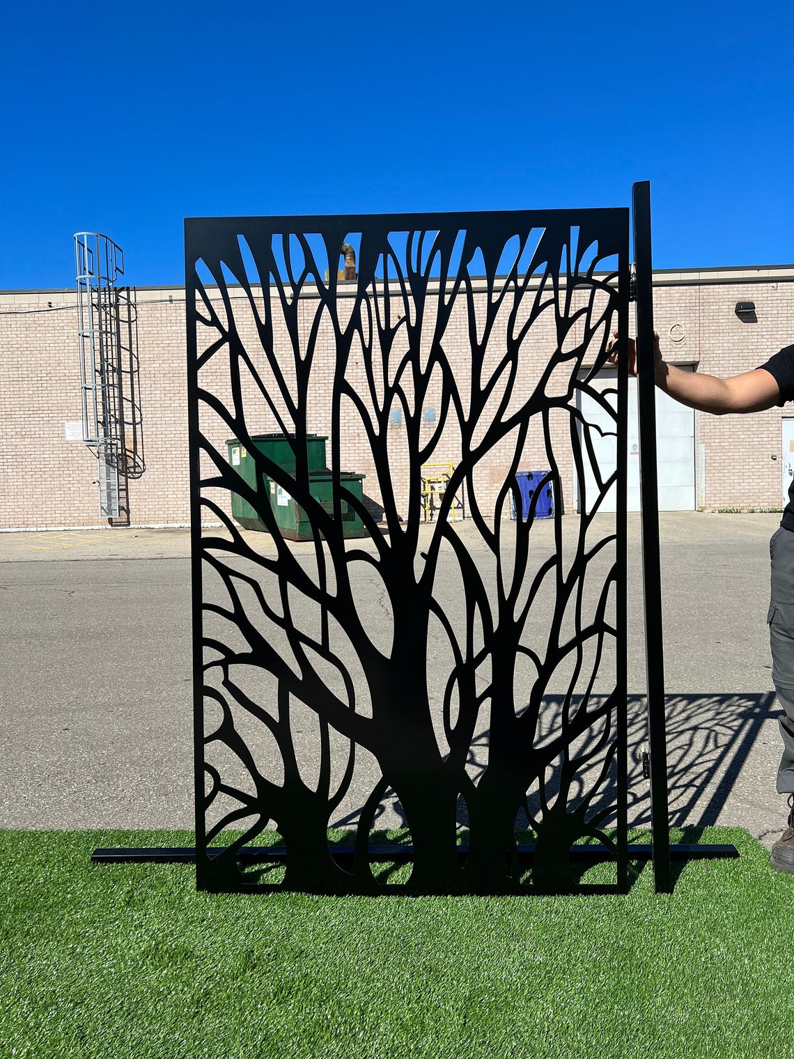 4' W X 6' H Gorgeous Artistic Tree Design Panel Metal Pool Gate Modern ...