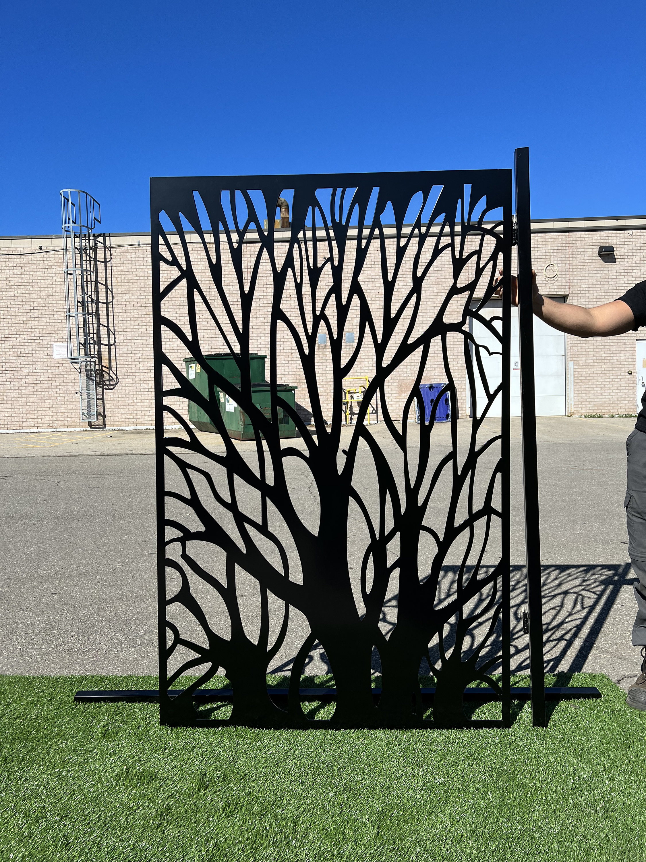 4' W X 6' H Gorgeous Artistic Tree Design Panel Metal Pool Gate Modern Custom Fabrication Made ...