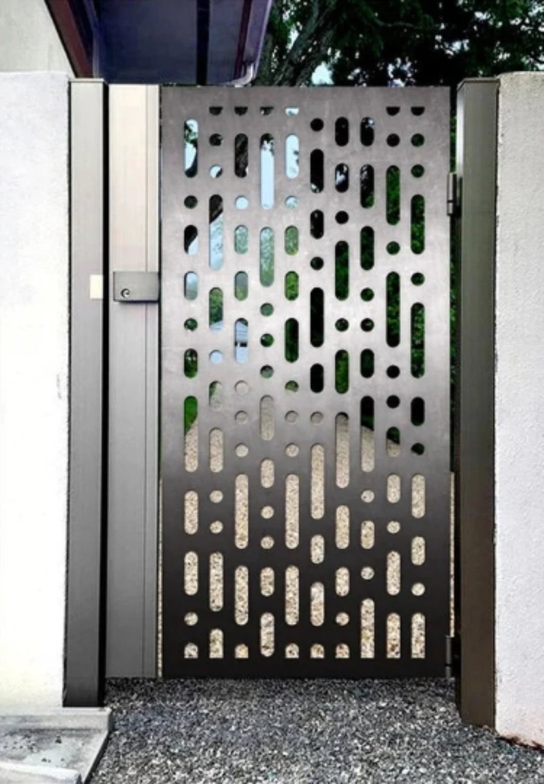 Simple Laser Cut Artistic Linear Line Design Metal Garden Gate Modern