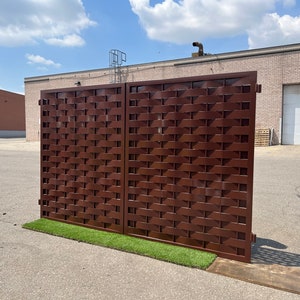 Heavy Duty Overlap Pattern Driveway Gate | Dual Swing Metal Entry Gate ...