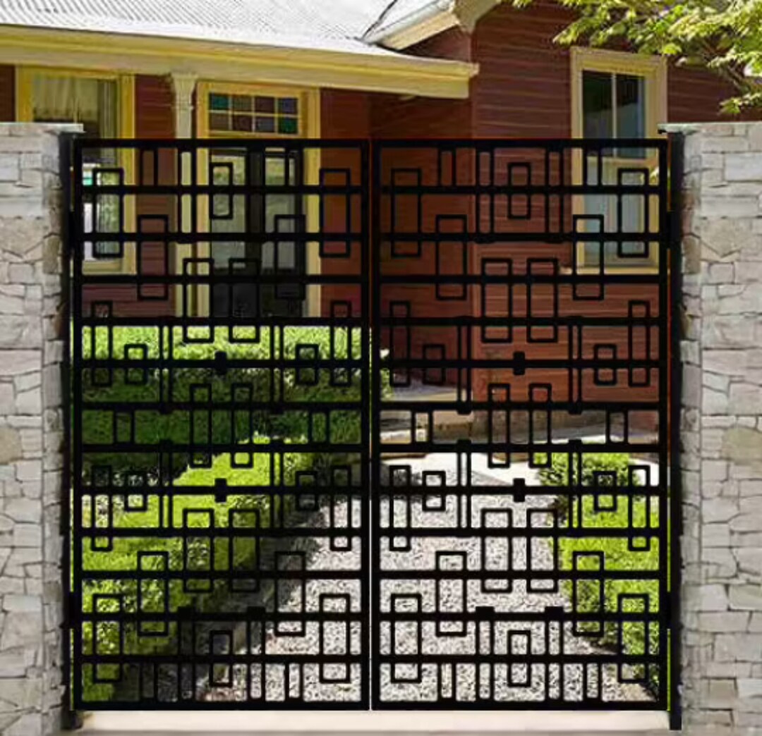 Laser Cut Rectangular Pattern Design Metal Gate | Unique & Stylish ...