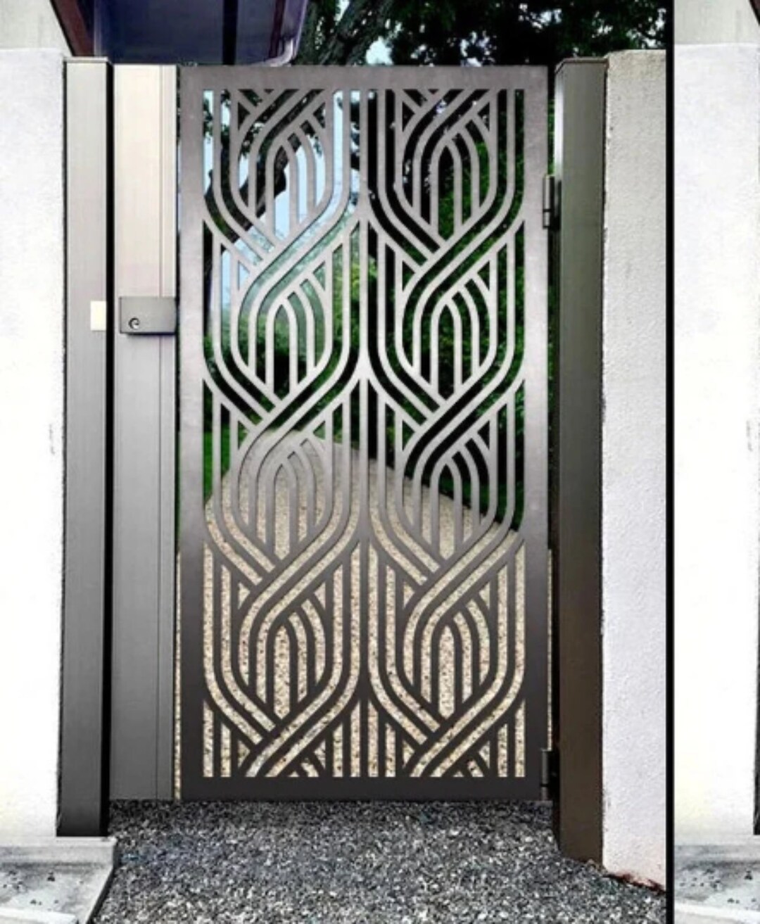 Laser Cut Artistic Braid Design Metal Garden Gate Modern Fabrication