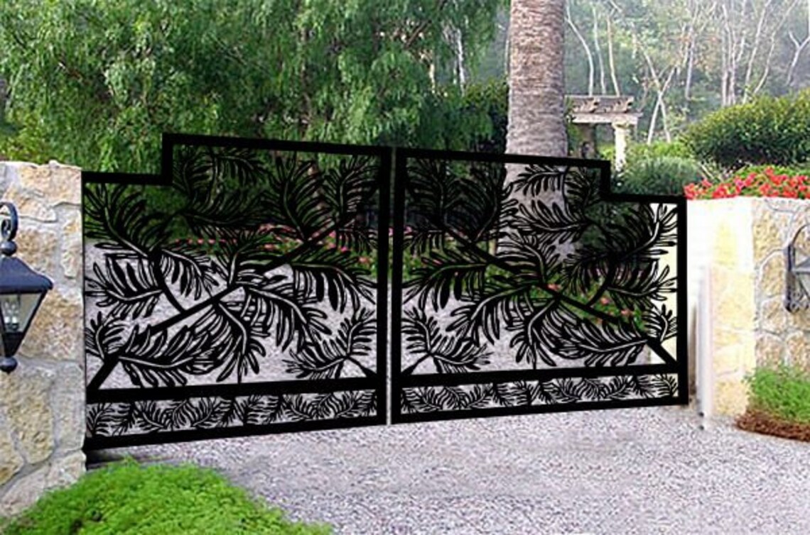 3D Laser Cut Metal Driveway Gate Custom Fabricated Heavy Duty Entrance ...