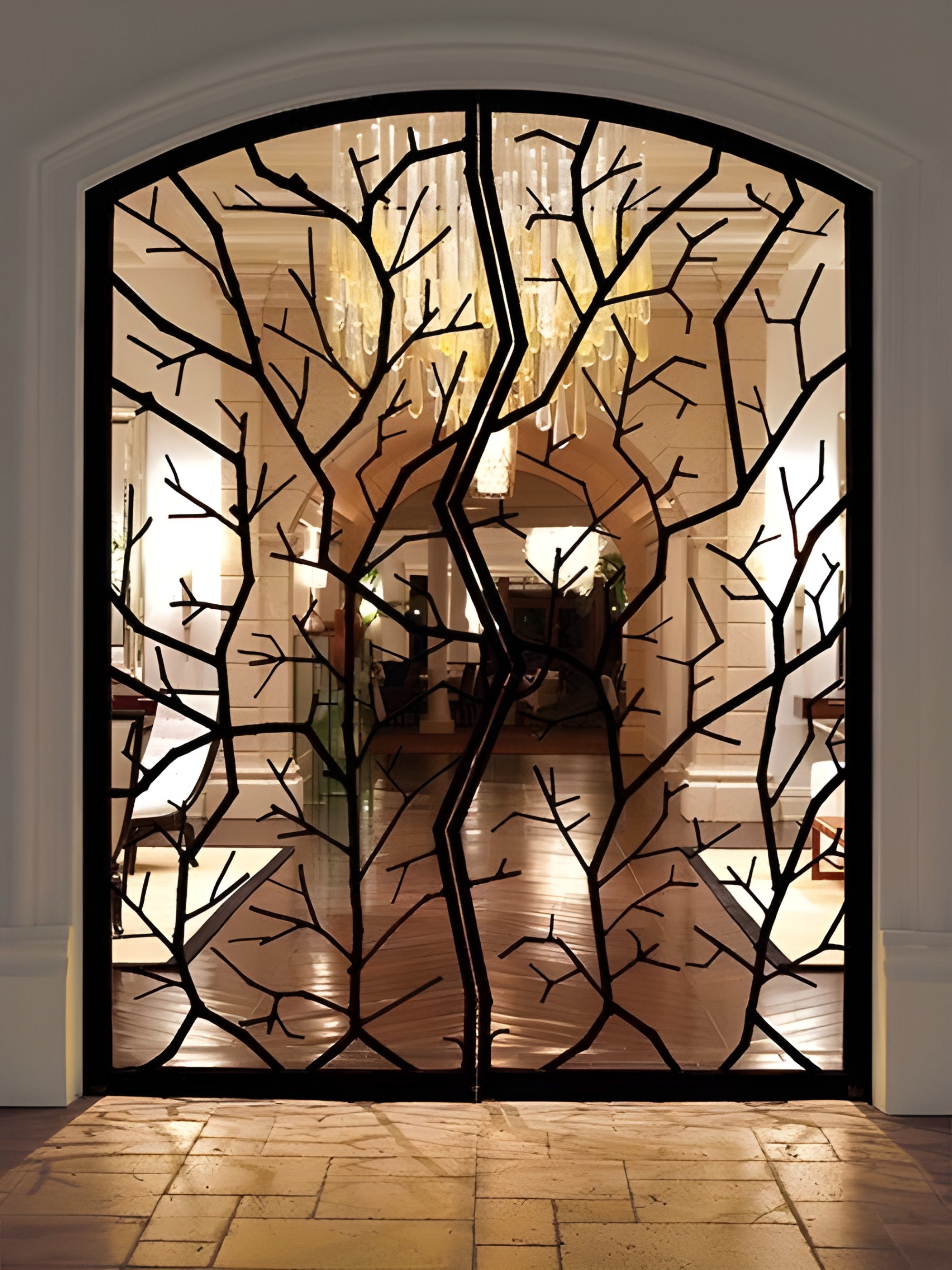 Branch Split Passage – Artistic Tree-branch Man Door With Jagged Center ...