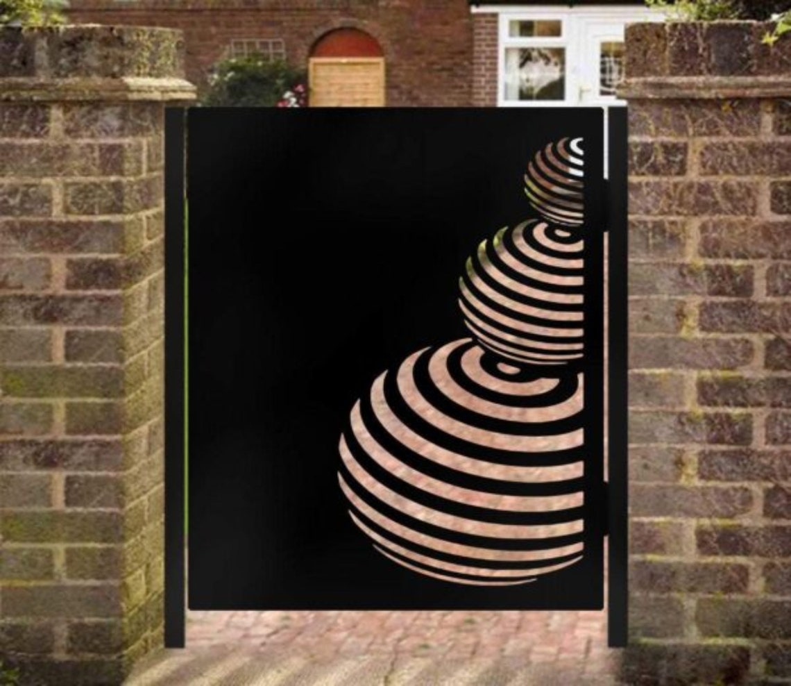 Modern 3D Laser Cut Wavy Circle Design Side Walk Gate Unique Custom ...