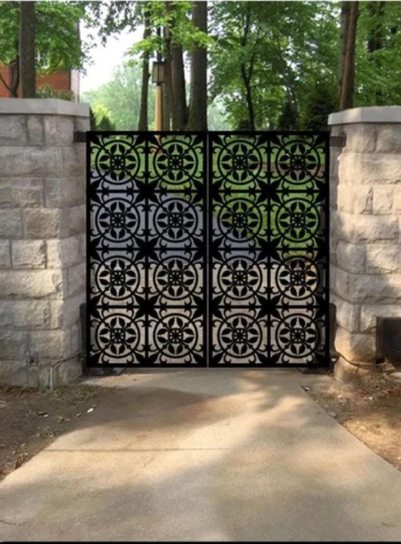 Laser Cut Artistic Floral Design Metal Garden Gate Modern Etsy