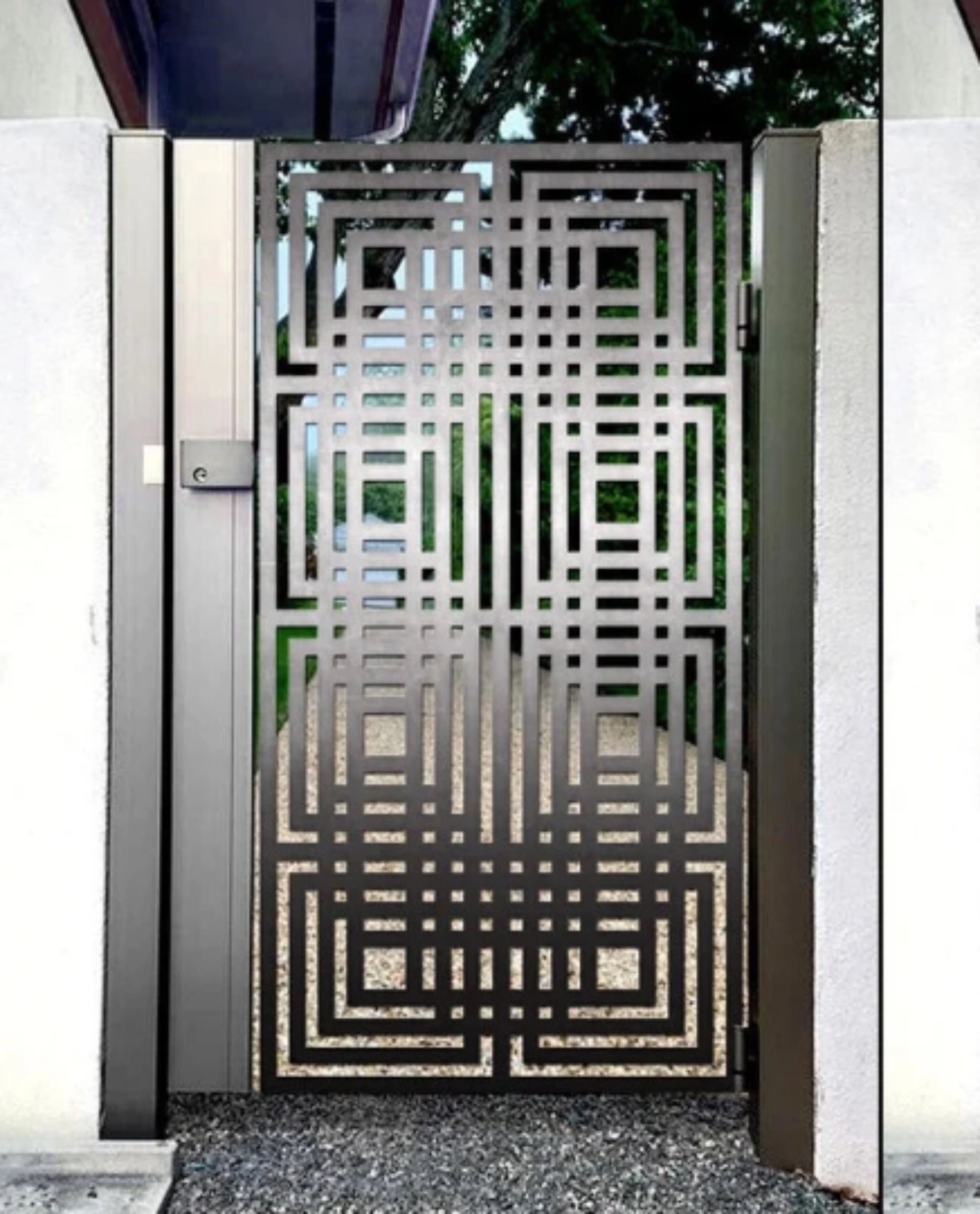 Laser Cut Artistic Geometric Design Metal Back Yard Gate Custom