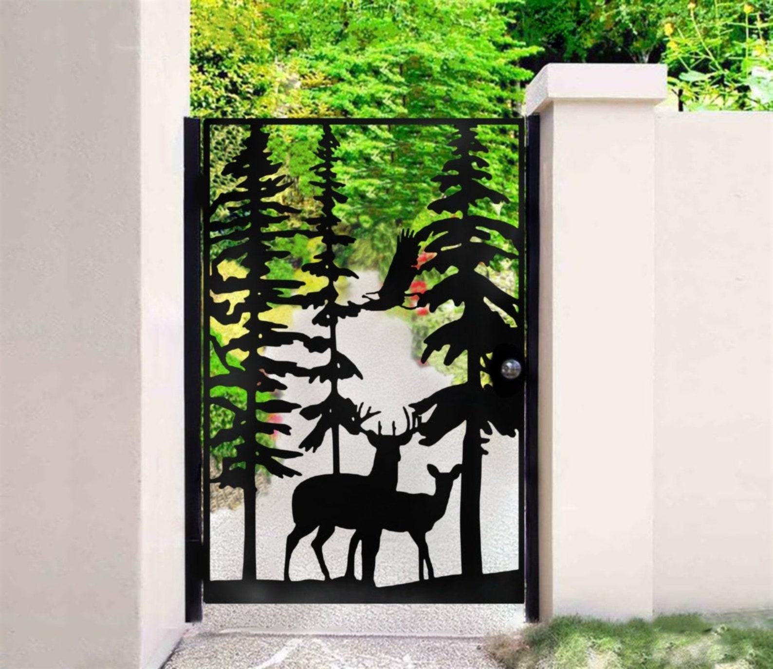 Beautiful Laser Cut Deer Design Garden Metal Gate Custom Fabrication ...