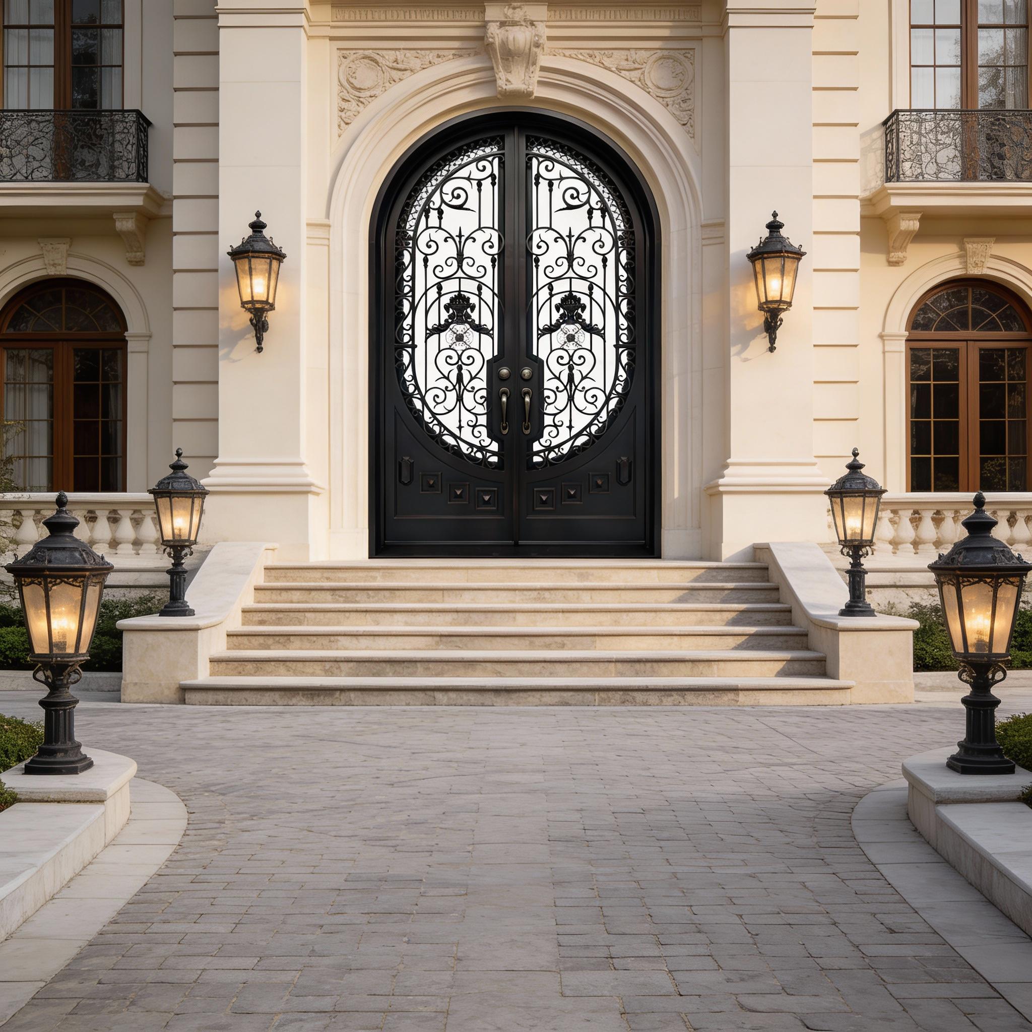Wrought Iron Double Swing Front Door | Arched Top | Model # IWD899E - Etsy
