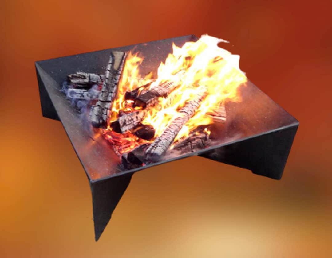 Sturdy Steel Square Design Wood Burning Fire Pit | Custom Fabricated ...