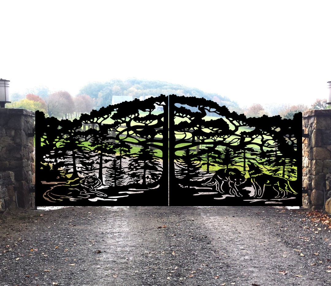 Modern Laser Cut Metal Driveway Gate Heavy Duty Custom Fabricated
