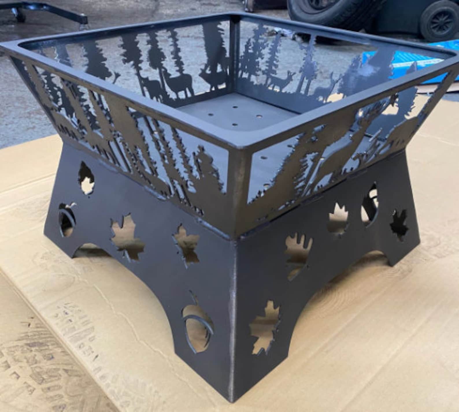 Fire Pit Wildlife Deer Design Wood Burning Outdoor Firepit - Etsy